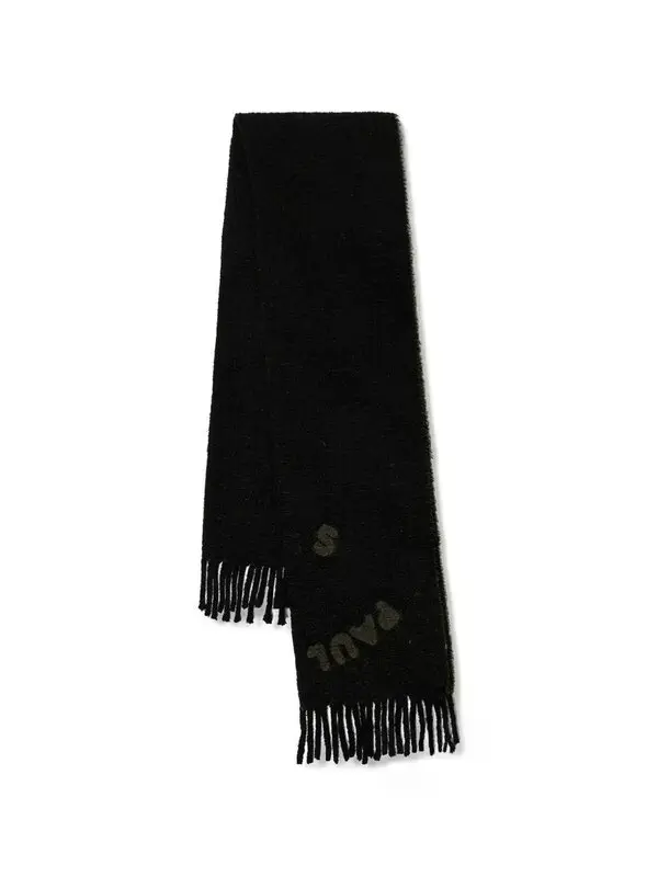 Paul Smith Fringed Logo Scarf - Black