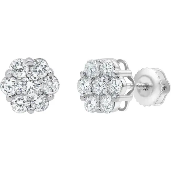 LUVMYJEWELRY 0.38 Ctw Lab Grown Diamond Cluster Stud Earrings - 14k White Gold
