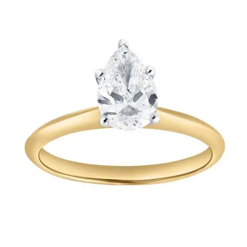 LUVMYJEWELRY Jana Pear Lab Grown Diamond Solitaire Engagement Ring - 14k Yellow Gold