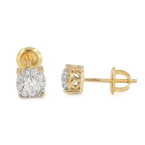 LUVMYJEWELRY 0.32 Ct Tw Lab Grown Diamond Cluster Stud Earrings In 14k Gold - 14k Yellow Gold