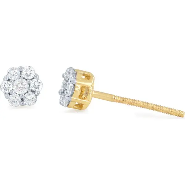 LUVMYJEWELRY 0.15 Ct Tw Lab Grown Diamond Cluster Stud Earrings - 14k Yellow Gold