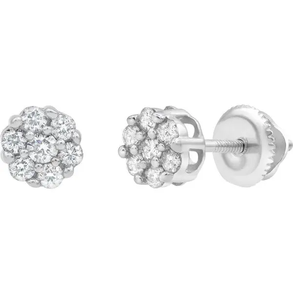 LUVMYJEWELRY 0.25 Ct Tw Lab Grown Diamond Cluster Stud Earrings - 14k White Gold