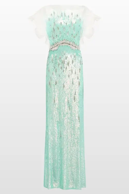 Jenny Packham Magnolia Sequin-embellished Dress - Seafoam Green