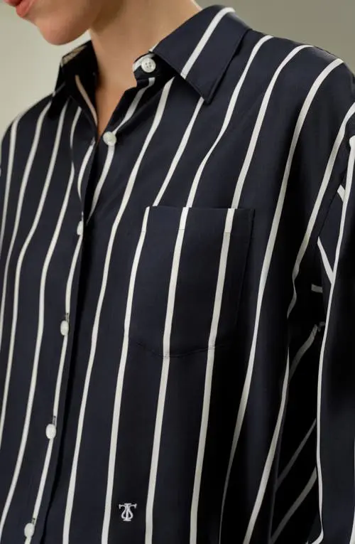 Lilysilk Silk Twill Striped Shirt