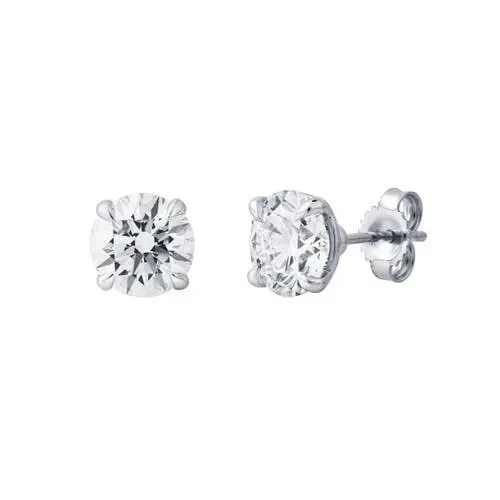 LUVMYJEWELRY 3 Ctw Lab Grown Diamond Stud Earrings In 14k Gold - 14k White Gold