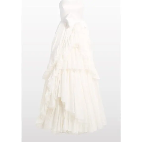 Jenny Packham Antonia Ruffled Bow Dress - Ivory