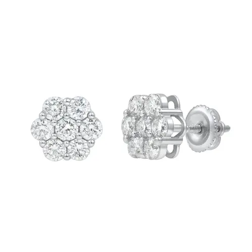 LUVMYJEWELRY 1.25ctw Lab Grown Diamond Cluster Stud Earrings - 14k White Gold