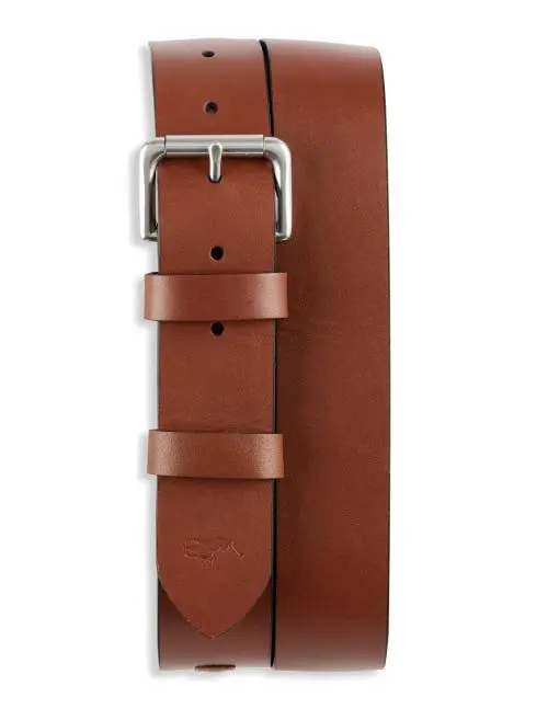 Polo Ralph Lauren Leather Saddle Patch Belt - Tan