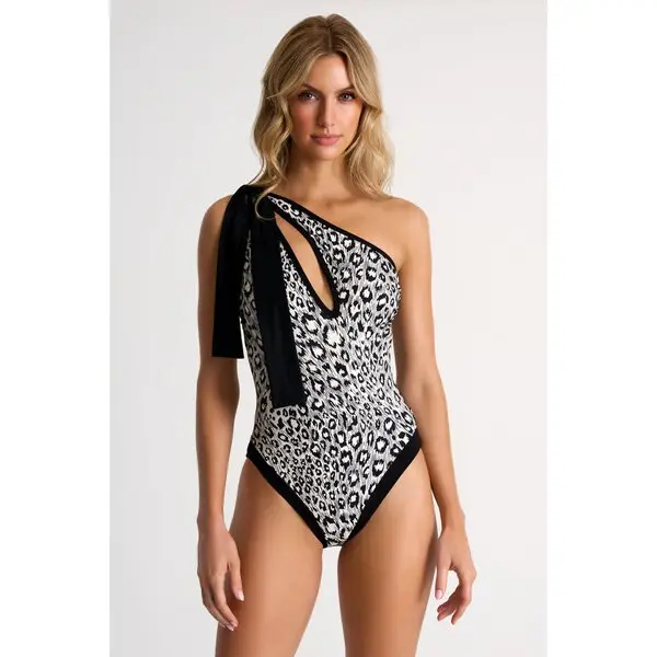 Shan Asymmetrical One-piece - Animal Print