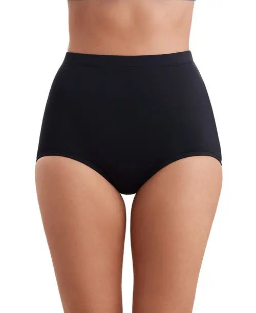SHAPESOLVER Full Hipster Brief Swimsuit Bottom - Black