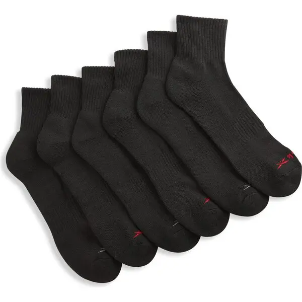 REEBOK Vector Quarter-top Socks 6-pack - Black
