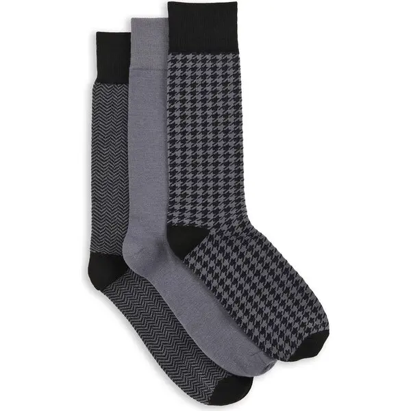 SYNRGY BY DXL Big & Tall Classic Printed Socks Pack Of 3 - Black