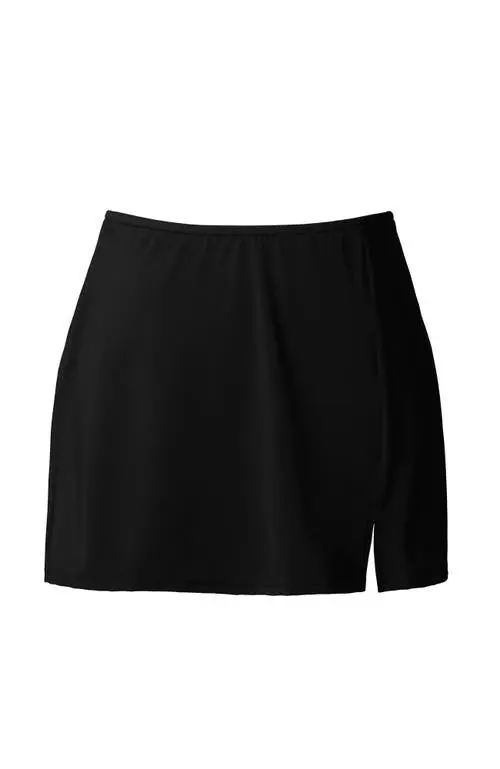SHAPESOLVER Side Slit Swim Skirt - Black
