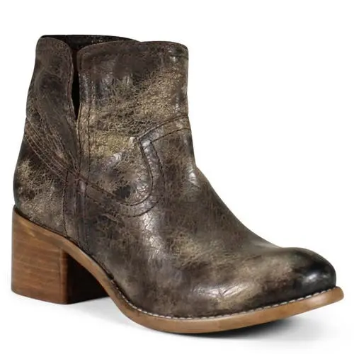 DIBA TRUE Distressed Leather Western Bootie - Charcoal