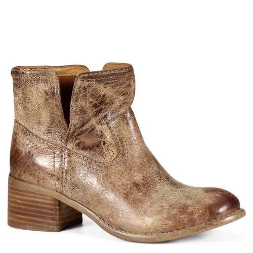 DIBA TRUE Burnished Leather Stacked Heel Bootie - Tan