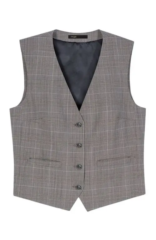 Maje Checked Tailored Vest - Grey