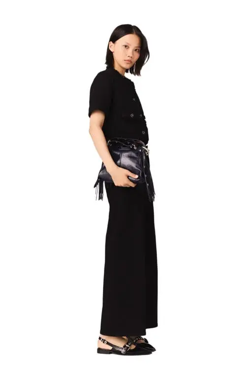 Maje Short Shiny Tweed Jacket - Black
