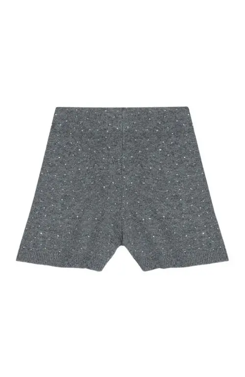 Maje Knit Shorts With Rhinestones - Grey