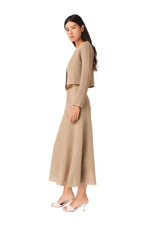 Maje Rhinestone Knit Cardigan - Nude