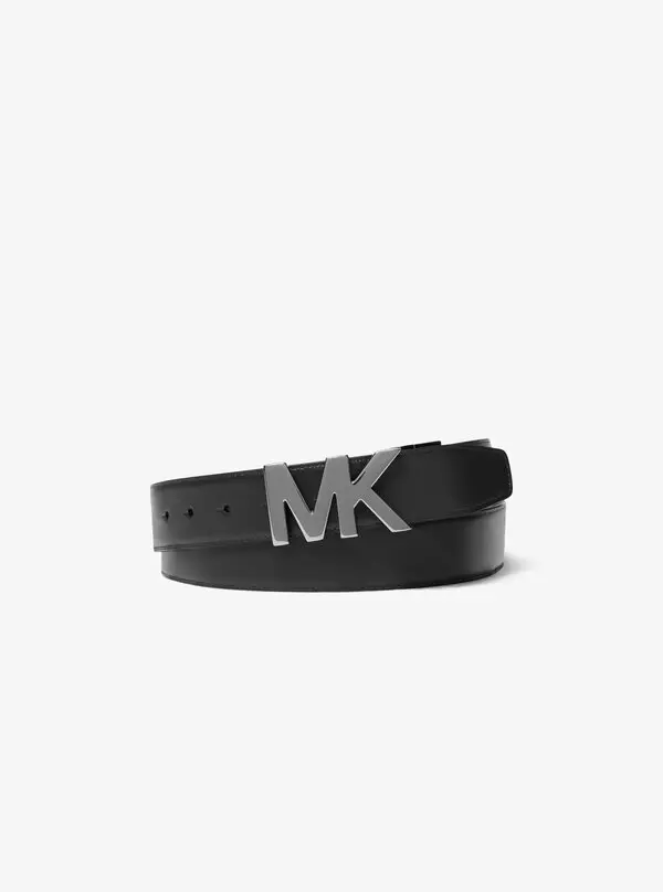 Michael Kors Reversible Signature Logo And Leather Belt - Black