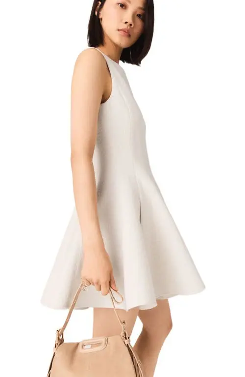 Maje Short Flared Tweed Dress - Ecru