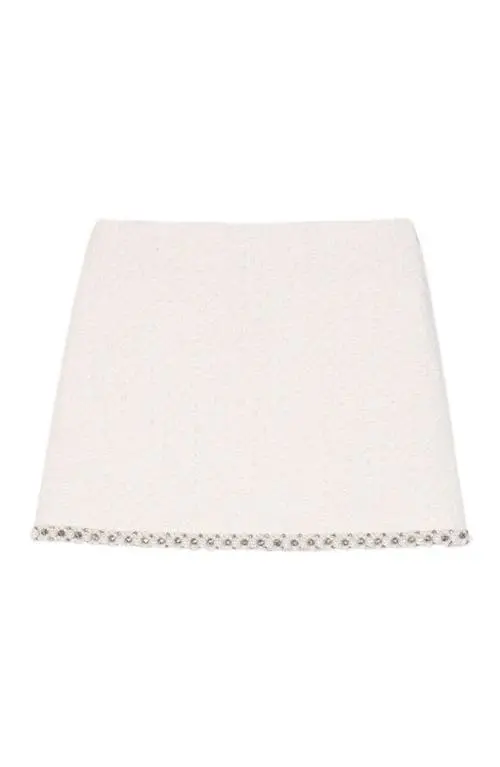 Maje Tweed Mini Skirt With Pearl Trim - Ecru