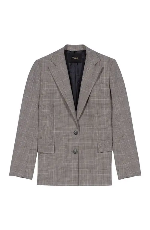 Maje Checked Suit Jacket - Grey