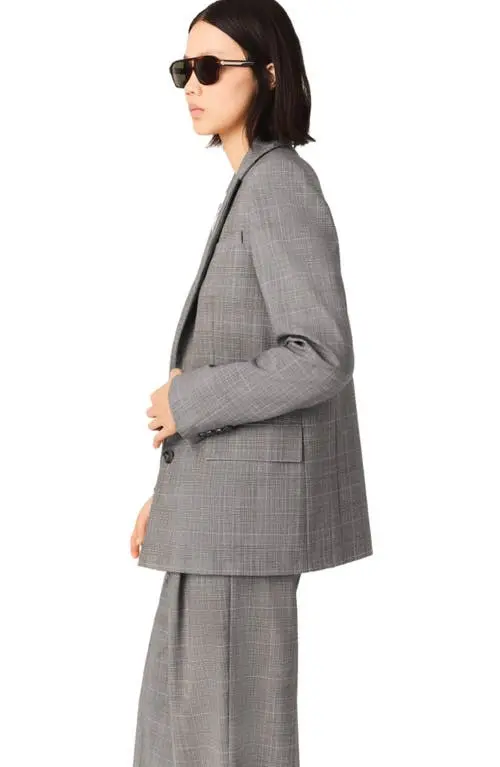 Maje Checked Suit Jacket - Grey