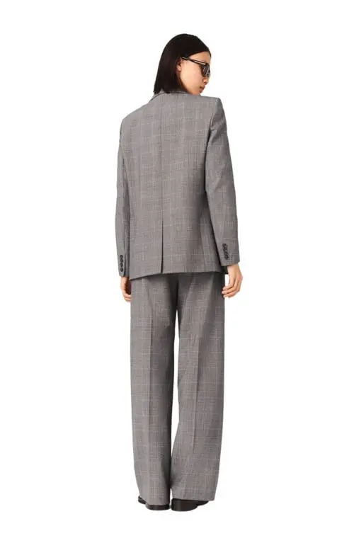 Maje Checked Suit Jacket - Grey