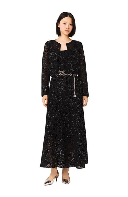 Maje Rhinestone Knit Cardigan - Black