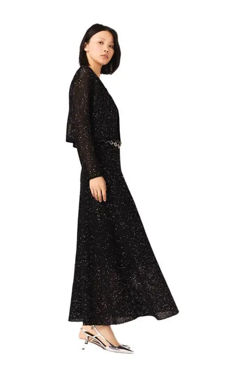 Maje Rhinestone Cardigan - Black