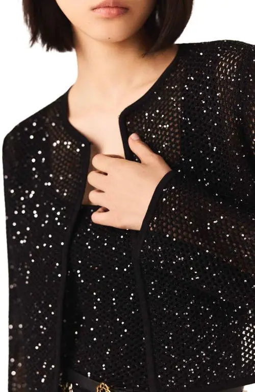Maje Rhinestone Cardigan - Black