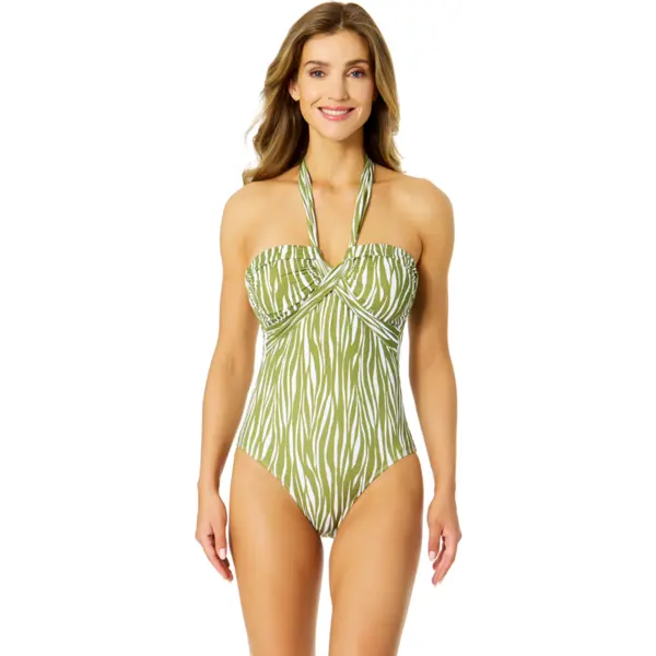 ANNE COLE Twist Front One Piece Swimsuit - Sierra Woodblock