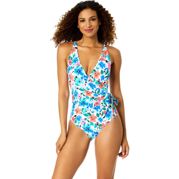 ANNE COLE Wrap Tie One-piece Swimsuit - Fiore