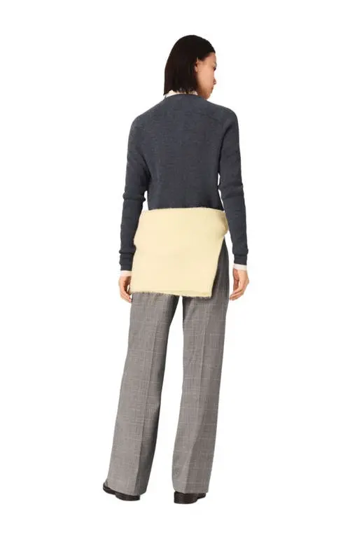 Maje Round-neck Rib Knit Cardigan With Amour Buttons - Grey