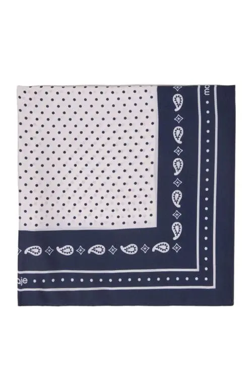 Maje 60x60 Silk Print Bandana - Navy Dot Bandana Print