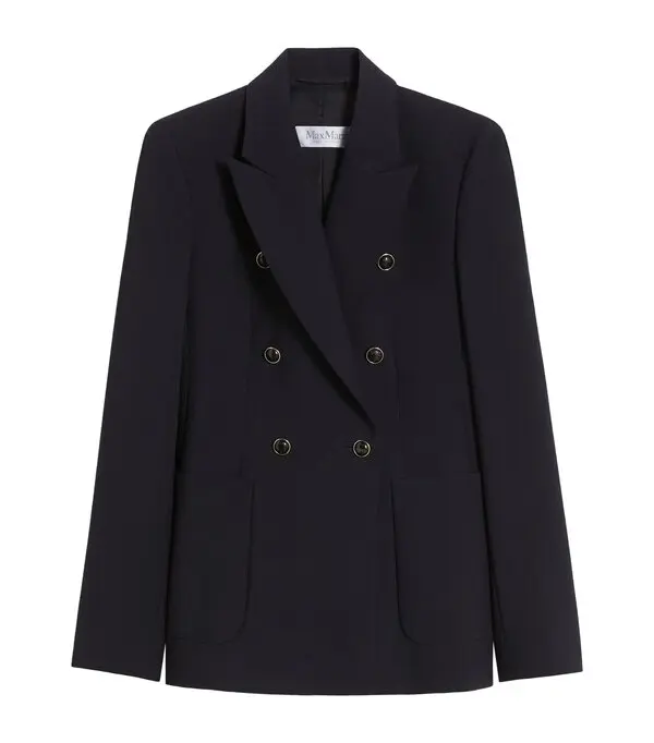 Max Mara Virgin Wool Double-breasted Blazer - Blue
