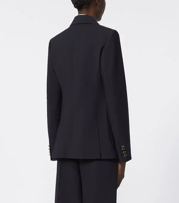 Max Mara Virgin Wool Double-breasted Blazer - Blue