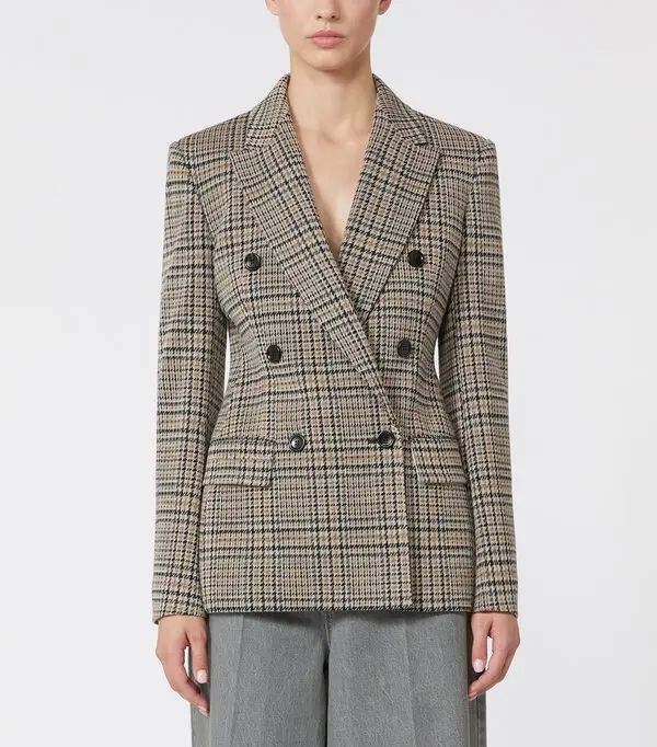Max Mara Wool-cotton Check Blazer