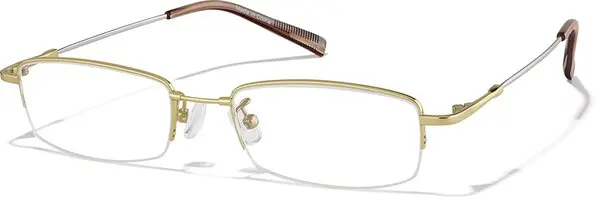 Zenni Rectangle Flex Titanium Half Rim Eyeglasses - Gold