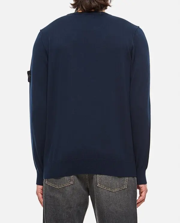 Stone Island Cotton Knit Pullover With Logo Badge