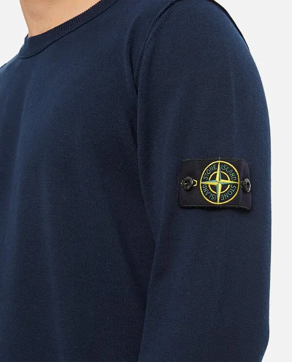 Stone Island Cotton Knit Pullover With Logo Badge