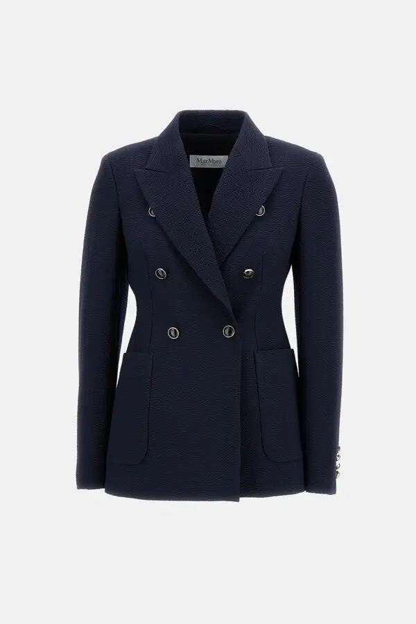Max Mara Double-breasted Seersucker Blazer - Blue