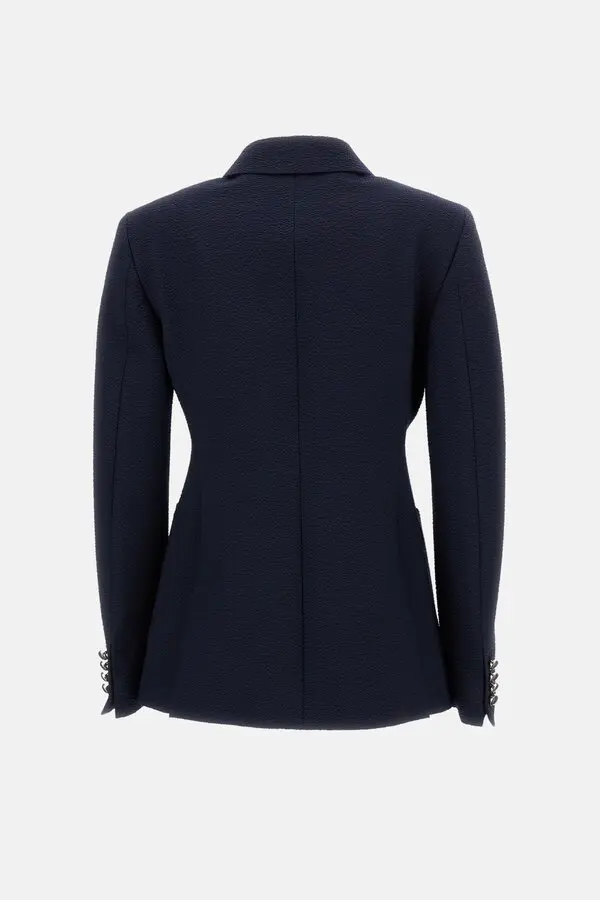 Max Mara Double-breasted Seersucker Blazer - Blue