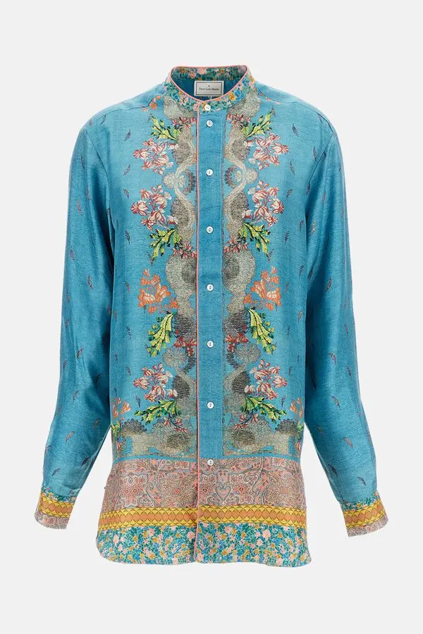 PIERRE-LOUIS MASCIA Silk Floral Paisley Print Shirt - Multicolor