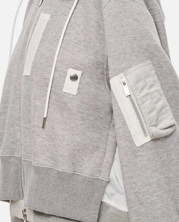 Sacai Sponge Sweat X Nylon Twill Hoodie - Grey
