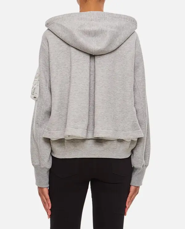 Sacai Sponge Sweat X Nylon Twill Hoodie - Grey