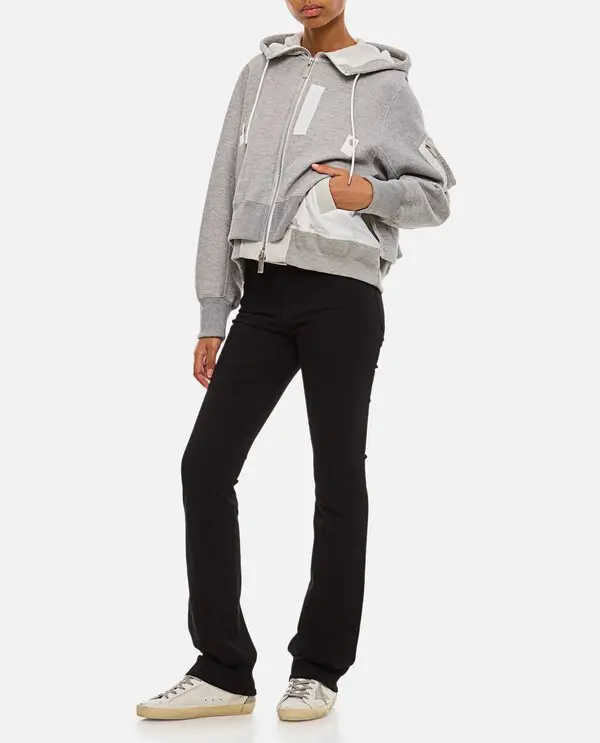 Sacai Sponge Sweat X Nylon Twill Hoodie - Grey