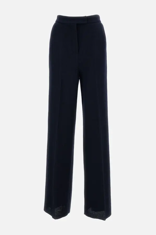 Max Mara Wool Jersey Wide Leg Trousers