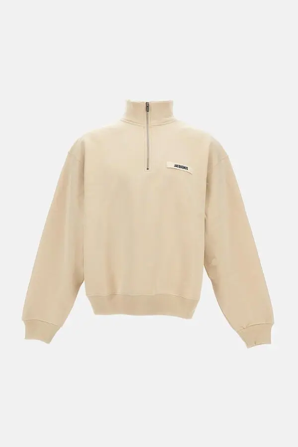 Jacquemus Grosgrain Zip-up Sweatshirt - Beige
